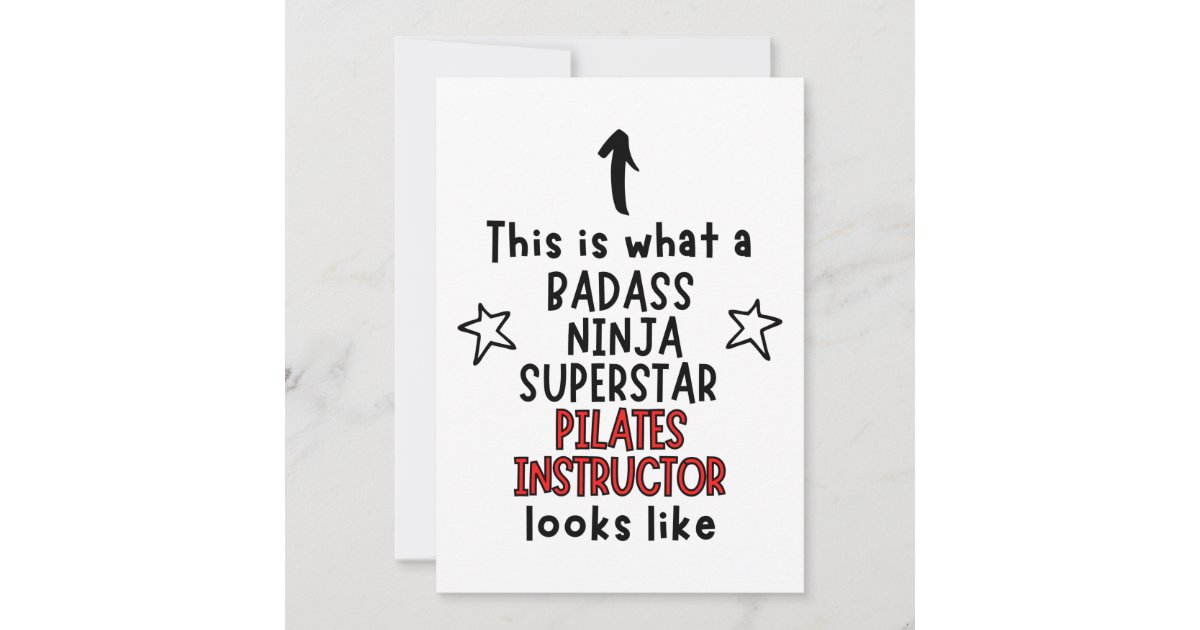 Badass, Ninja, Superstar, Pilates Instructor Card | Zazzle