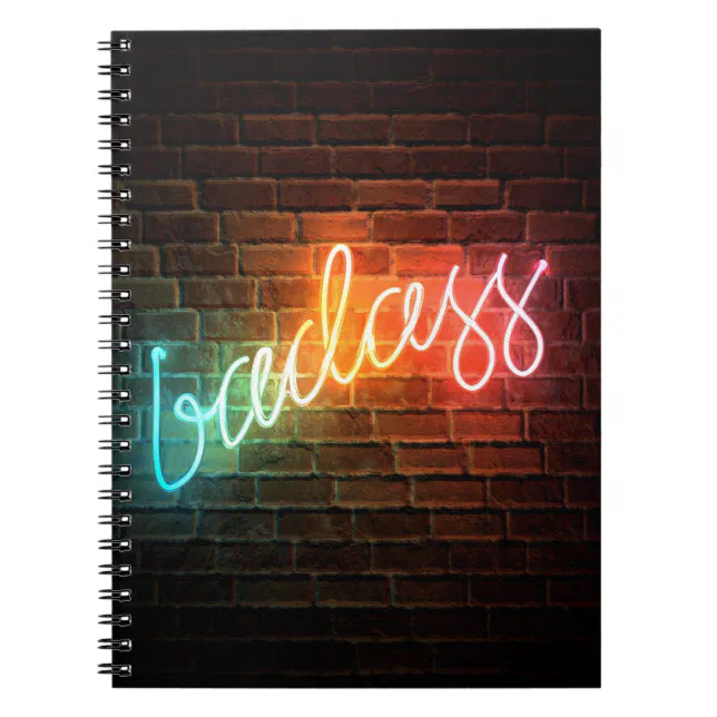 Badass Rainbow Neon Sign Notebook | Zazzle