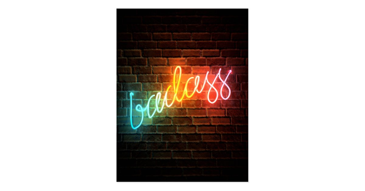 Badass Rainbow Neon Sign Postcard | Zazzle.com