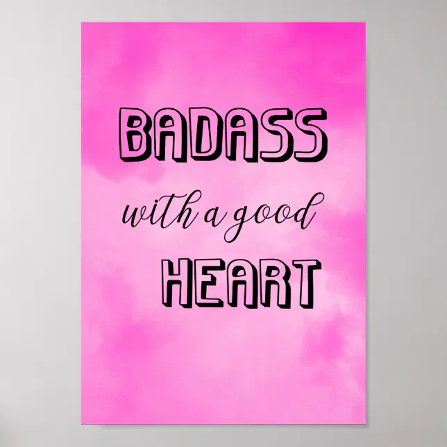 Badass woman quote typography with pink background poster | Zazzle