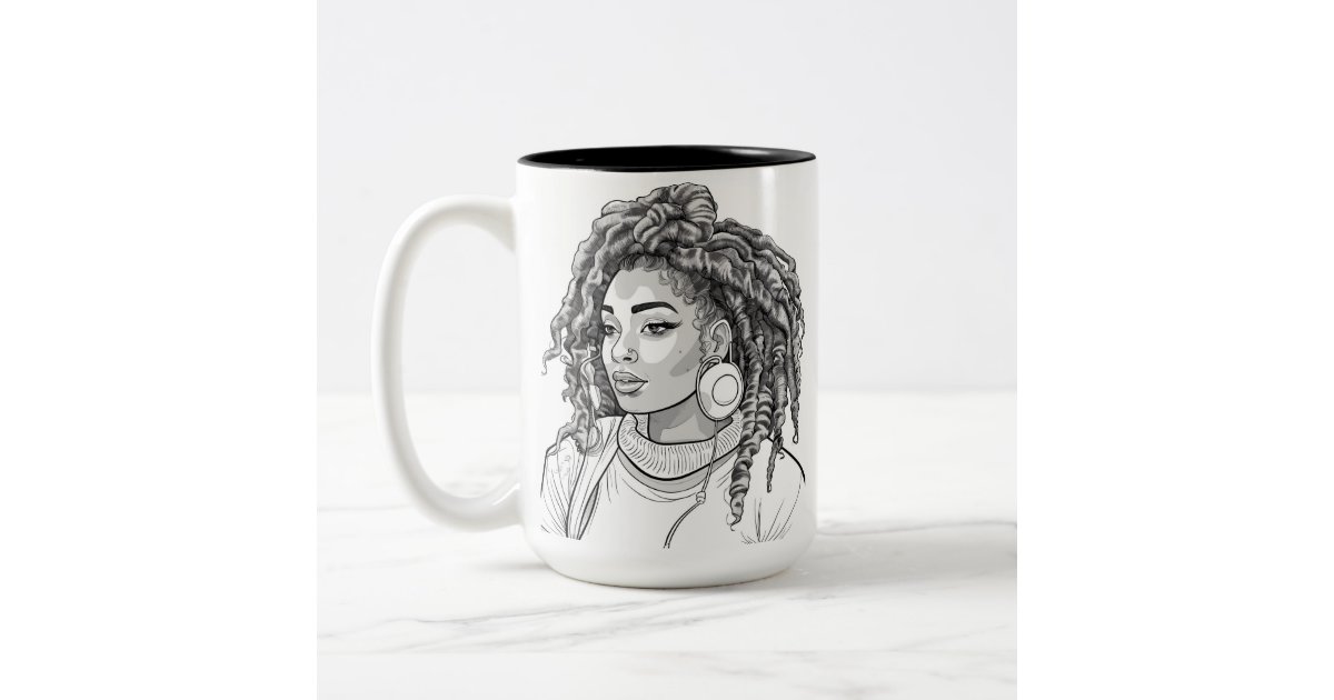 Baddie Vector Cartoon Art Two-Tone Coffee Mug | Zazzle