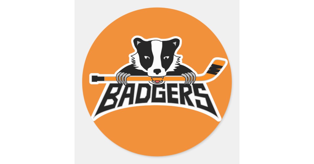 Badgers Hockey Logo Classic Round Sticker | Zazzle