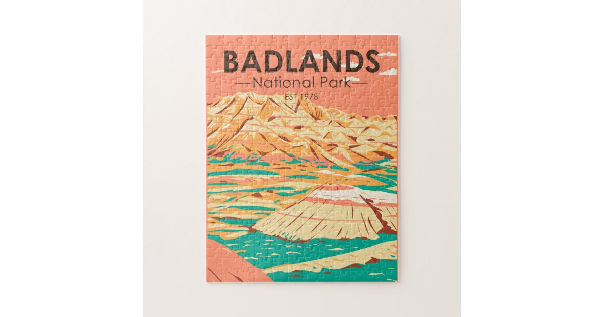 Badlands National Park Landscape Vintage Jigsaw Puzzle | Zazzle