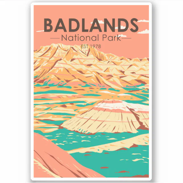 Badlands National Park Landscape Vintage Sticker | Zazzle