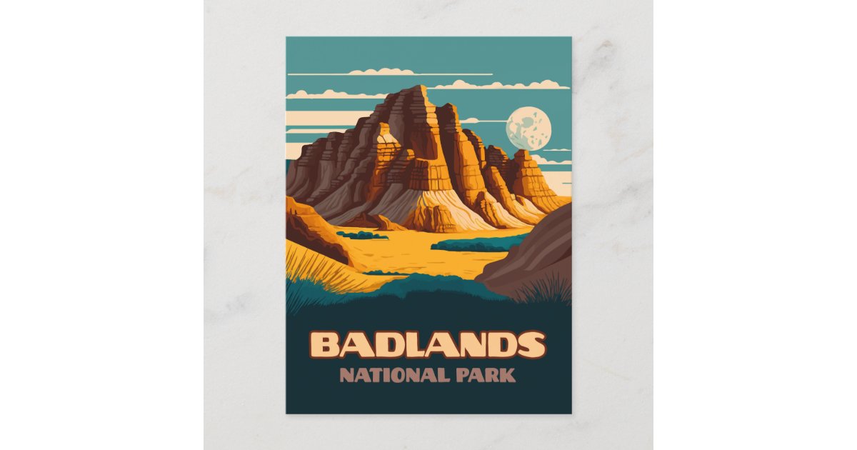 Badlands National Park Mountains Retro Postcard | Zazzle