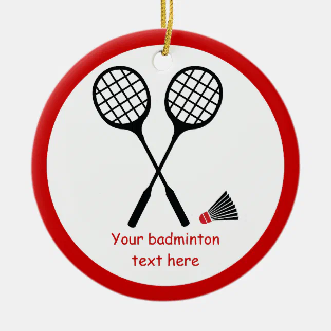 Badminton gifts, racquet and shuttlecock custom ceramic ornament | Zazzle