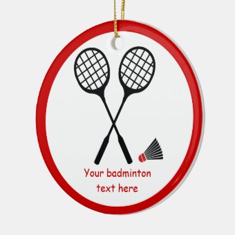 Badminton gifts, racquet and shuttlecock custom ceramic ornament | Zazzle