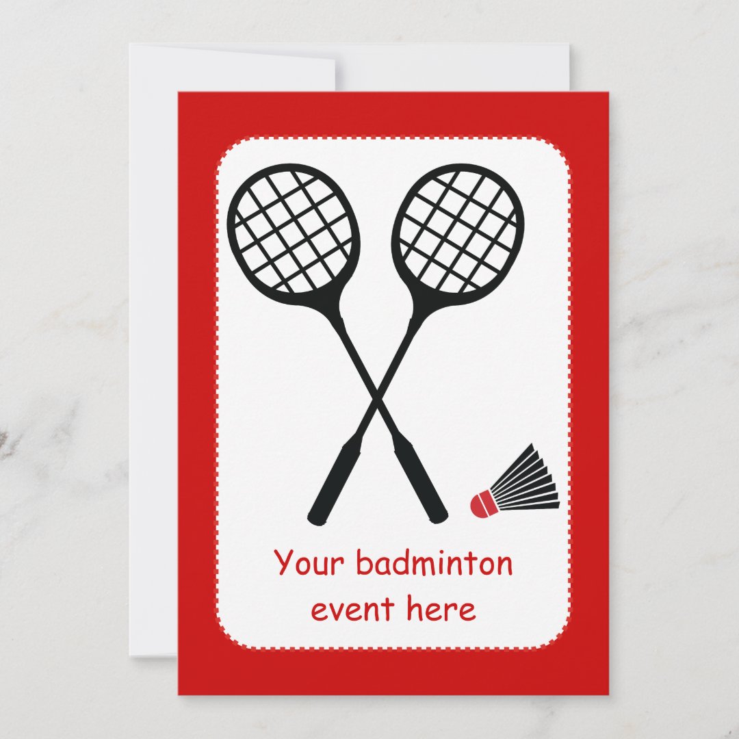 Badminton gifts, racquet and shuttlecock custom invitation | Zazzle