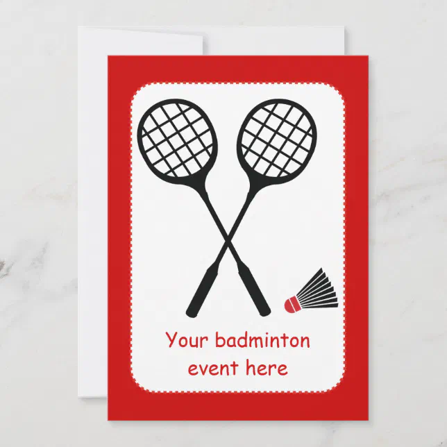 Badminton gifts, racquet and shuttlecock custom invitation | Zazzle