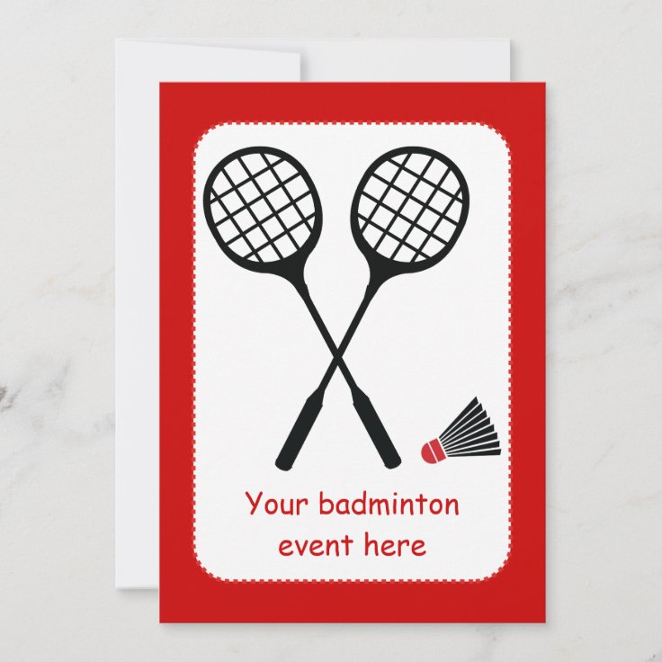 Badminton gifts, racquet and shuttlecock custom invitation | Zazzle