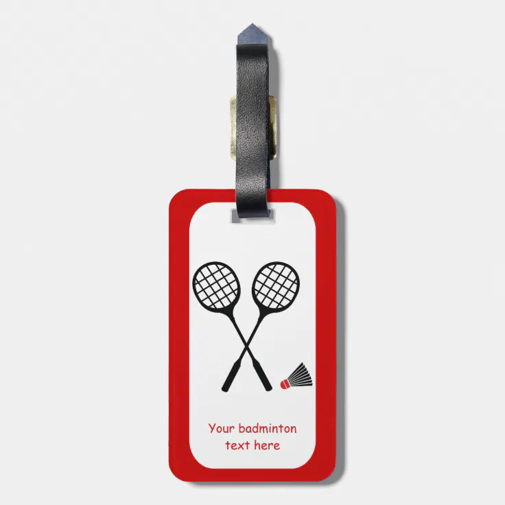 Badminton gifts, racquet and shuttlecock custom luggage tag | Zazzle