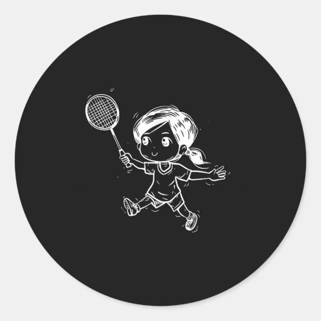 Badminton Girl Shuttle Game Classic Round Sticker | Zazzle