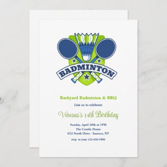 Badminton Invitation | Zazzle
