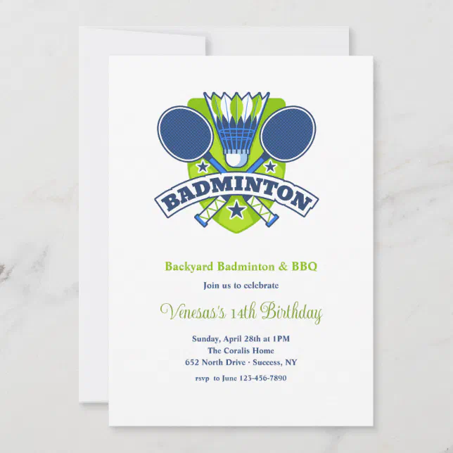 Badminton Invitation | Zazzle