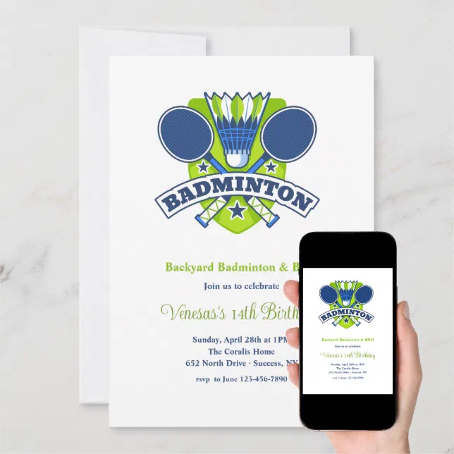 Badminton Invitation | Zazzle