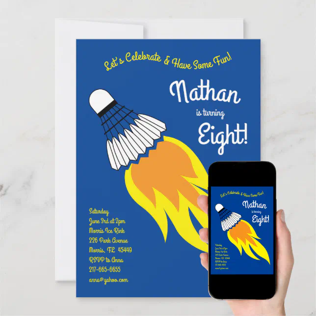 Badminton Kids Birthday Party Sports Invitation | Zazzle