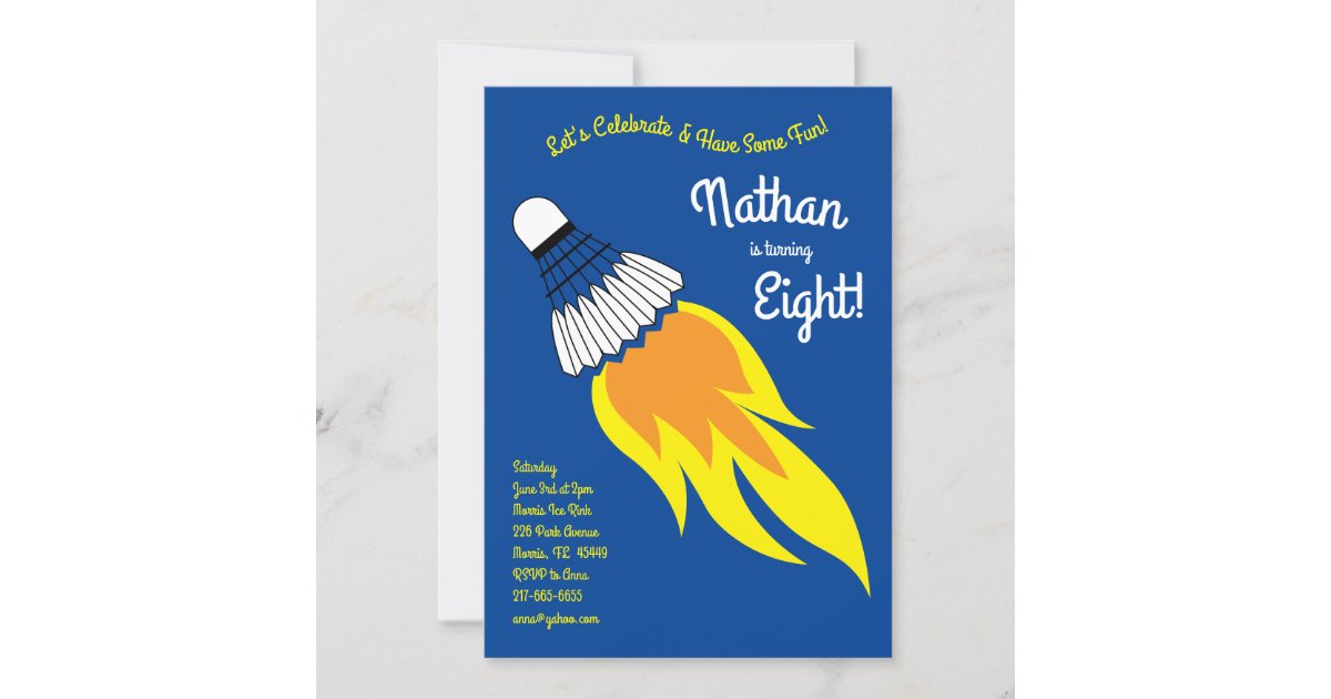 Badminton Kids Birthday Party Sports Invitation | Zazzle