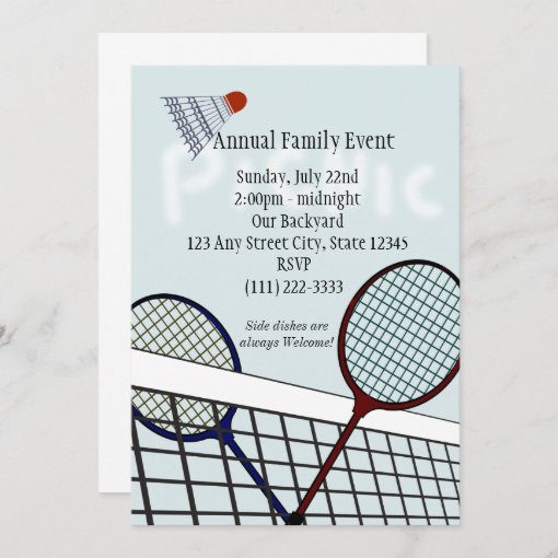 Badminton Party / Picnic Invitation | Zazzle