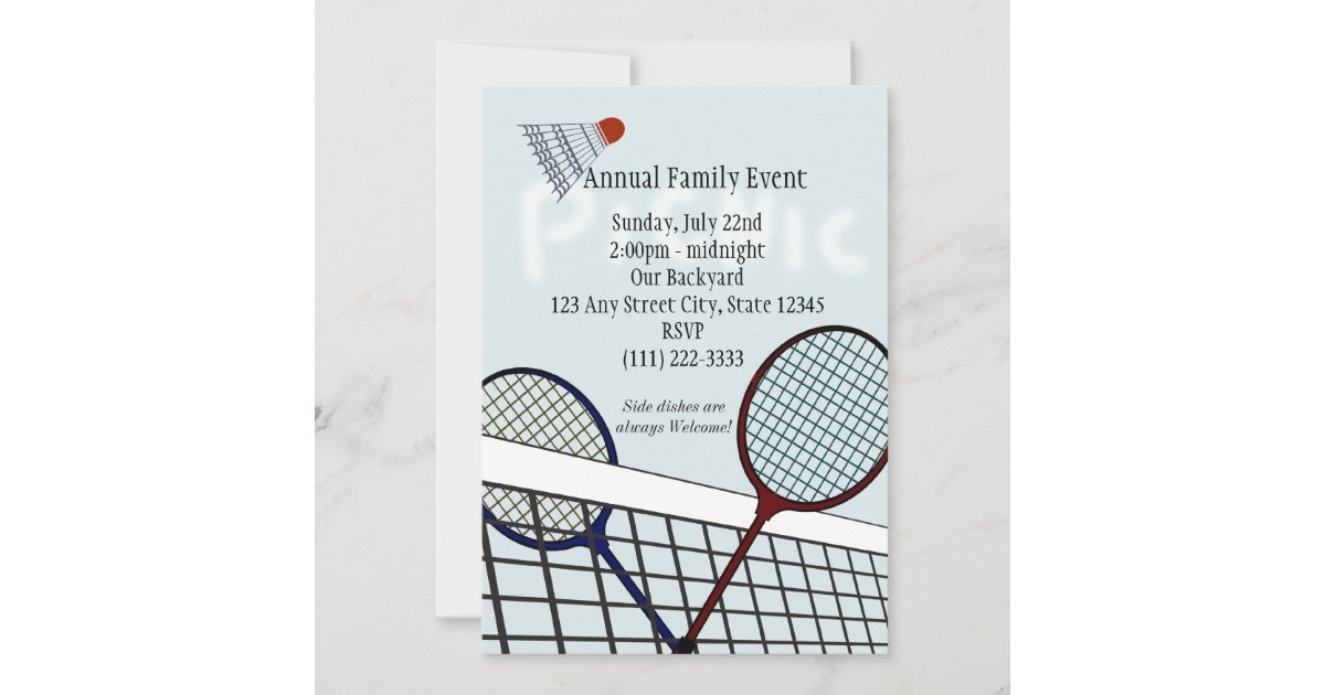 Badminton Party / Picnic Invitation | Zazzle