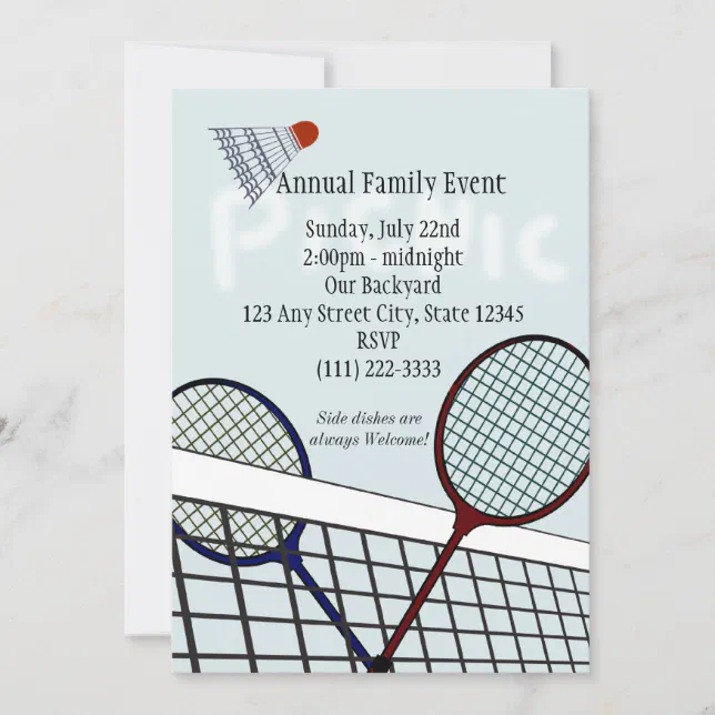 Badminton Party / Picnic Invitation | Zazzle