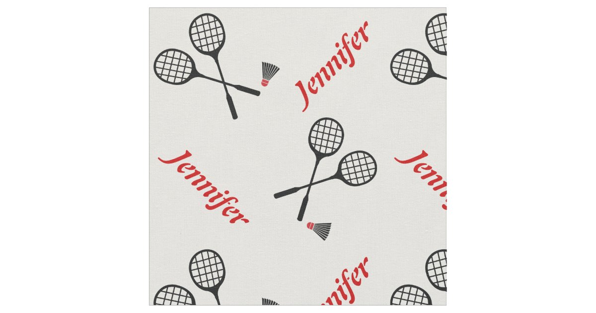 Badminton racquet and your name personalized fabric | Zazzle