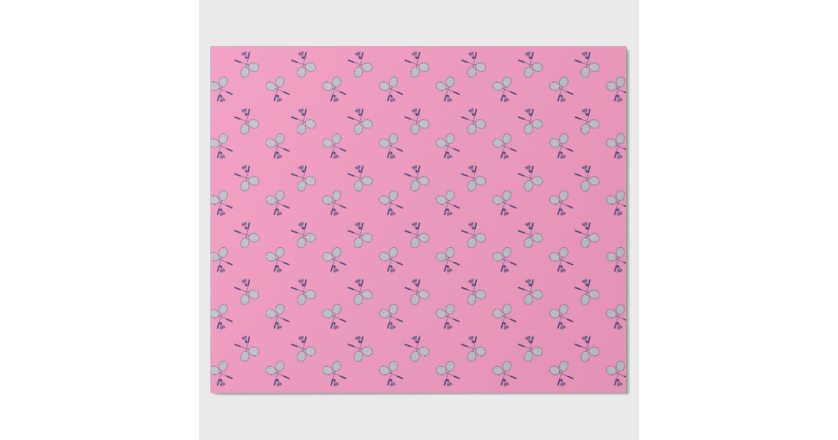 Badminton Racquet Pattern Pink Wrapping Paper | Zazzle