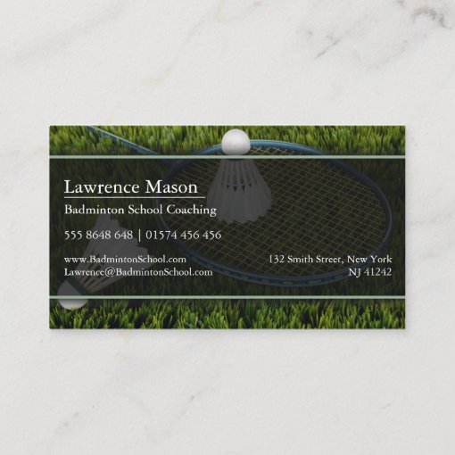 Badminton Raquet - School Coach Business Card | Zazzle