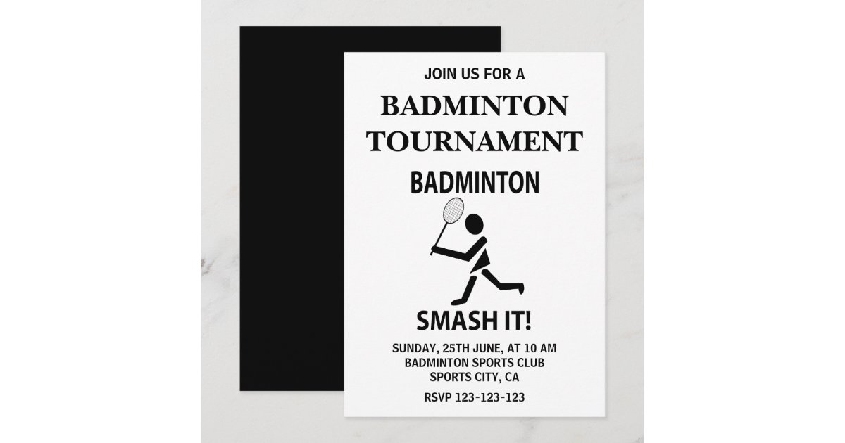 Badminton Smash It Sports Badminton Invitation | Zazzle