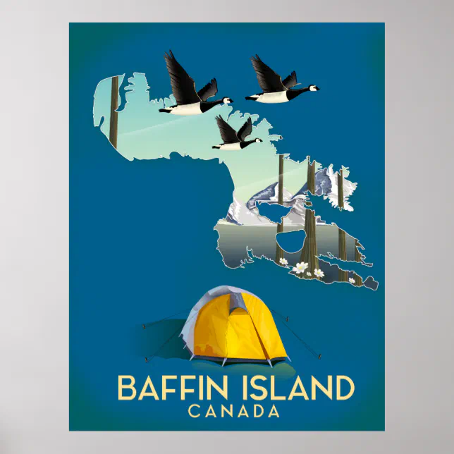 Baffin island map Canada travel poster | Zazzle