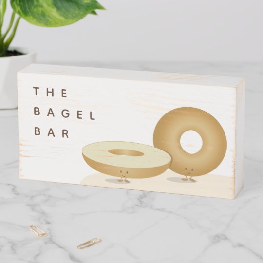 Bagel Bar Illustrated Characters Wooden Box Sign | Zazzle.com