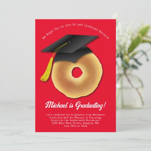 Bagel Breakfast Brunch Graduation Party Invitation | Zazzle