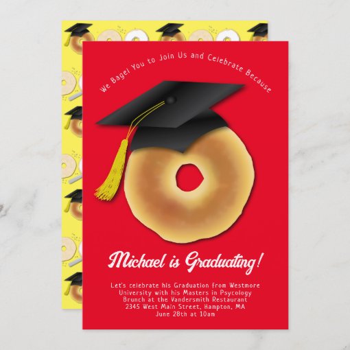 Bagel Breakfast Brunch Graduation Party Invitation | Zazzle