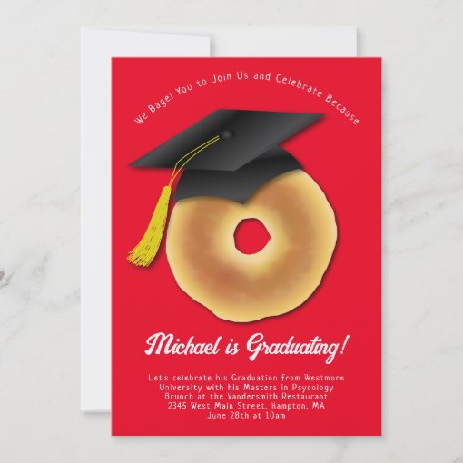Bagel Breakfast Brunch Graduation Party Invitation | Zazzle