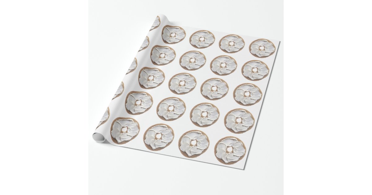 Bagel with Cream Cheese Wrapping Paper | Zazzle