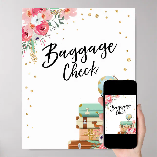 Baggage Check Sign Travel shower Miss to Mrs Favor | Zazzle