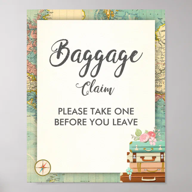 Baggage Claim Sign Travel shower Miss to Mrs Favor | Zazzle