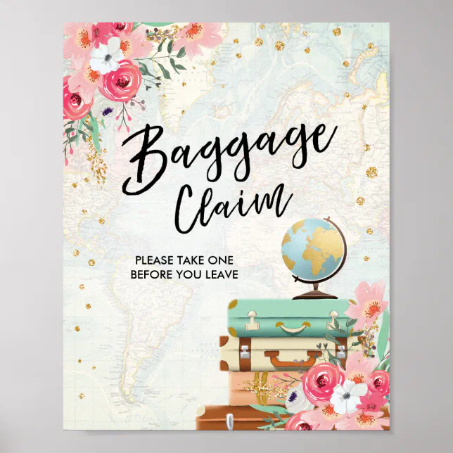 Baggage Claim Sign Travel shower Miss to Mrs Favor | Zazzle