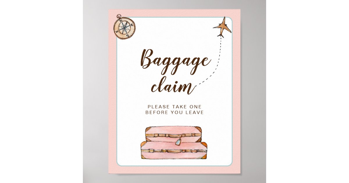 Baggage Claim Sign Travel theme Bridal shower | Zazzle