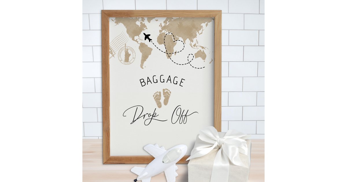 Baggage Drop Off Baby Shower Sign | Zazzle