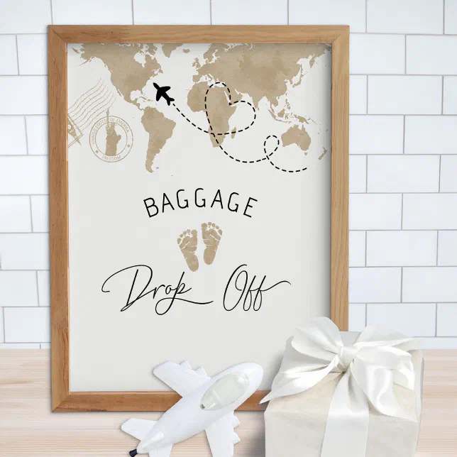 Baggage Drop Off Baby Shower Sign | Zazzle
