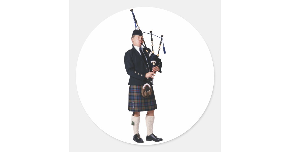 Bagpipe Musician Classic Round Sticker | Zazzle