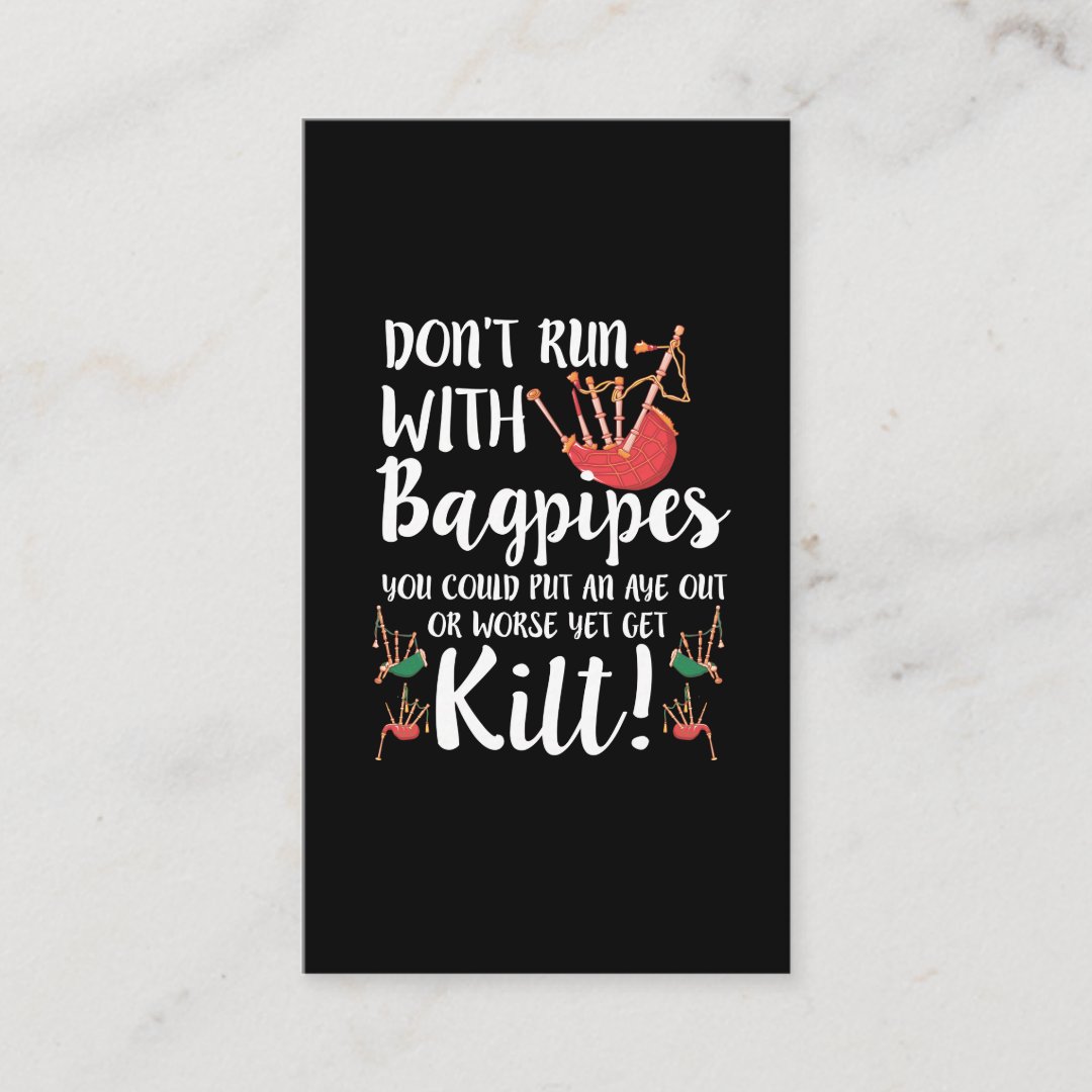 Bagpipe Quote Kilt Music Scotland Bagpiping Humor Business Card | Zazzle