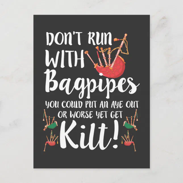 Bagpipe Quote Kilt Music Scotland Bagpiping Humor Postcard | Zazzle