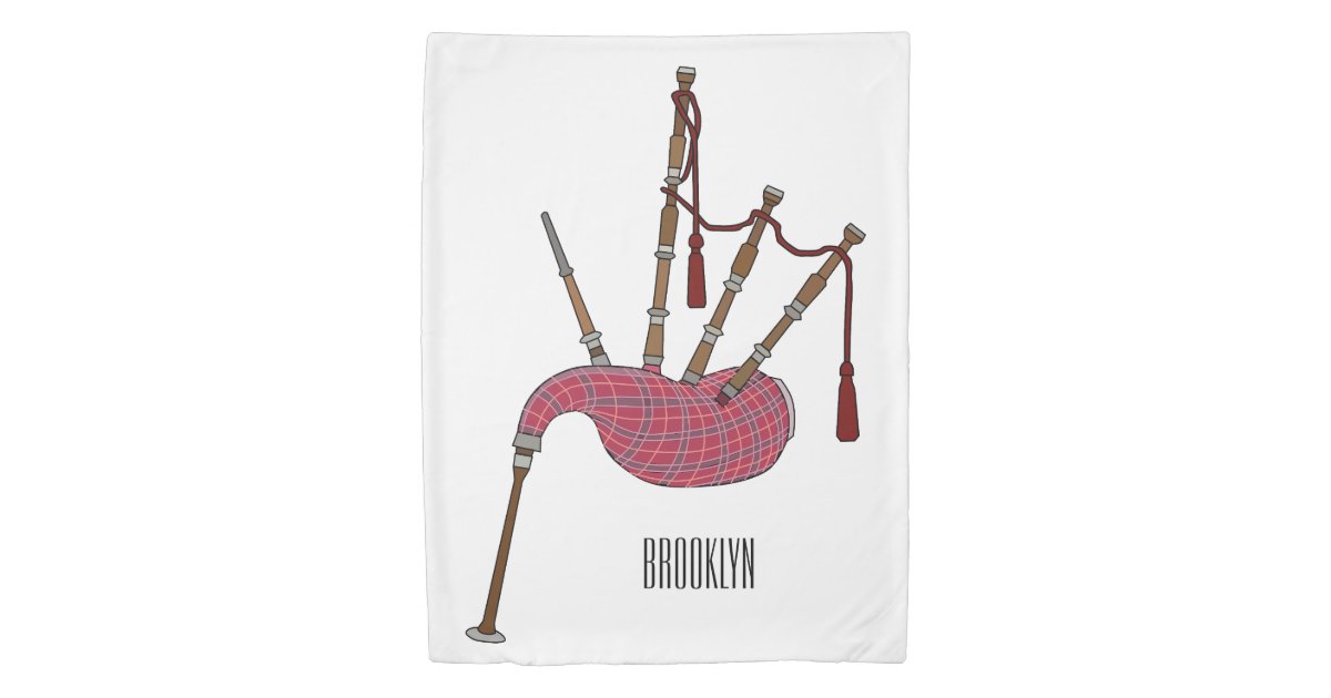 Bagpipes cartoon illustration duvet cover | Zazzle