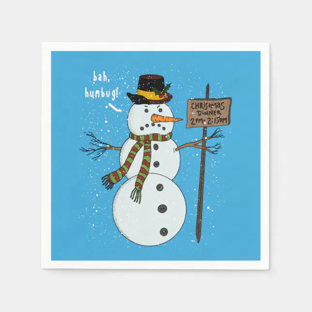 Bah Humbug Grumpy Christmas Snowman Introvert Napkins | Zazzle