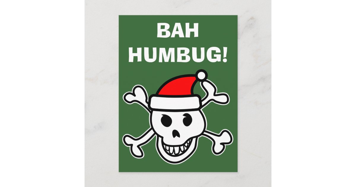 Bah Humbug Santa skull Christmas greeting cards | Zazzle