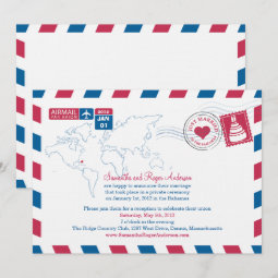 Bahama Air Mail Post Wedding Reception Invitation | Zazzle