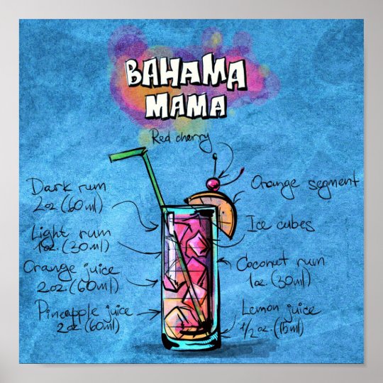 Bahama Mama Cocktail Poster | Zazzle.com