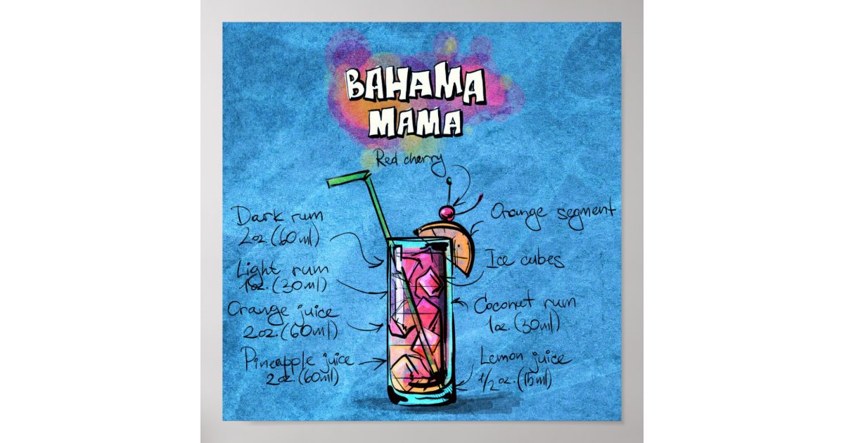 Bahama Mama Cocktail Poster Zazzle