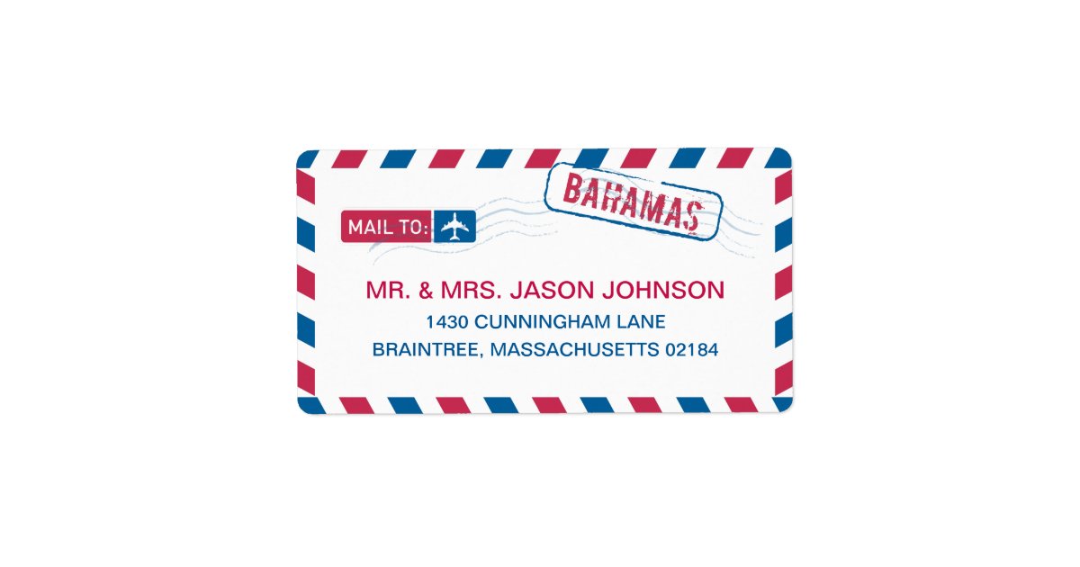Bahamas Airmail Address Mailing Label | Zazzle